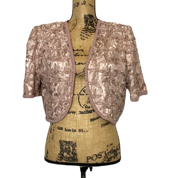 Scala | Jackets & Coats | Scala Beaded Blush Pink Cocktail Party Blazer ...